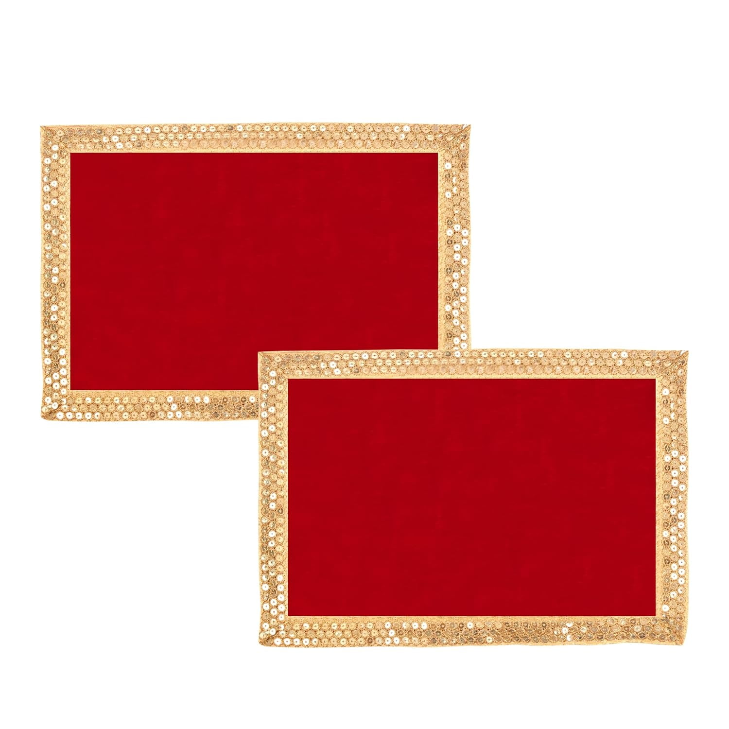 DLC CD Lace Sequence Work Red Velvet Pooja Cloth for God 9x13 inch ...
