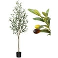 DLD 5ft Artificial Olive Plants with Realistic Leaves and Natural Trunk ...