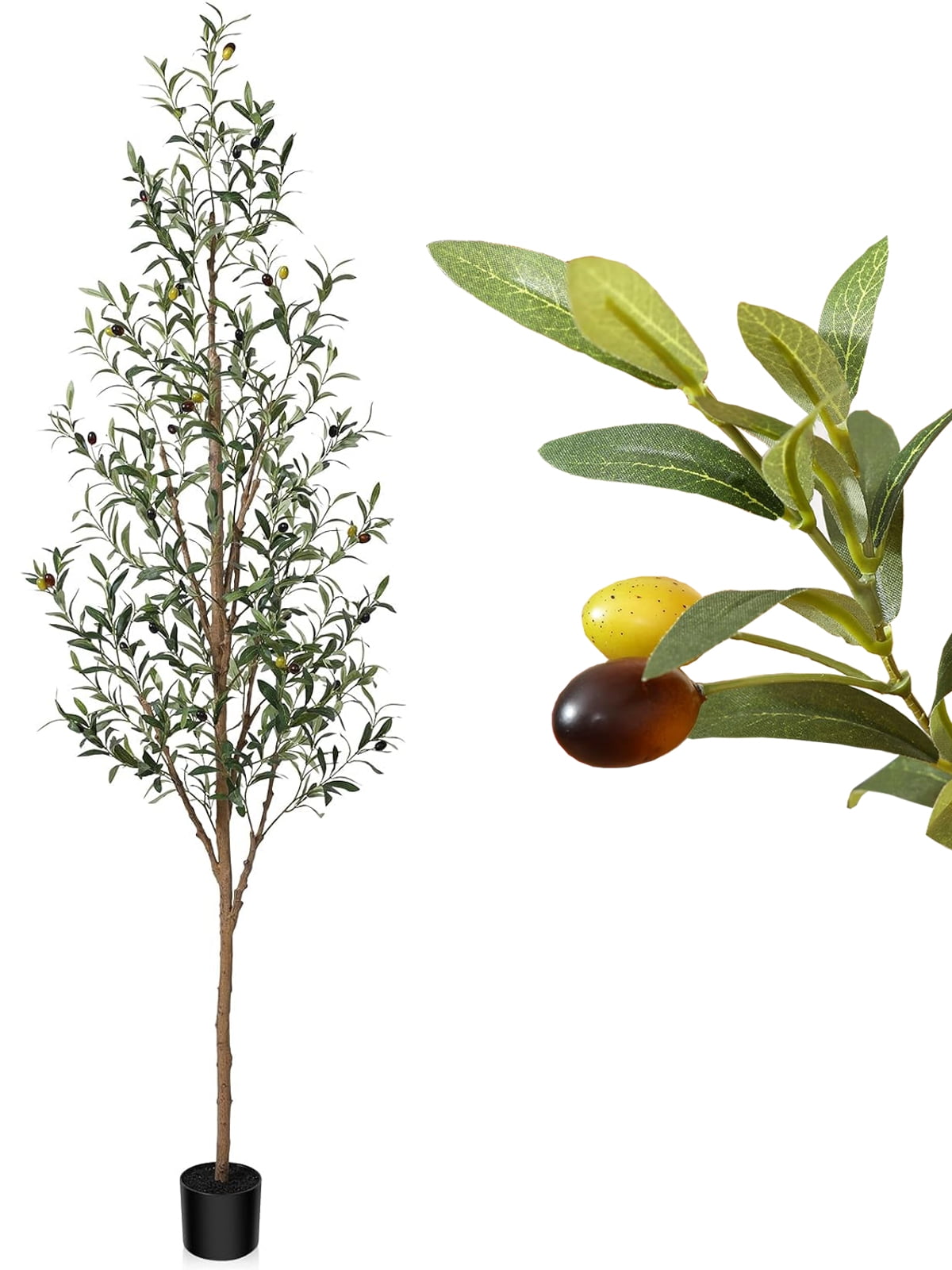 DLD 7ft Artificial Olive Plants with Realistic Leaves and Natural Trunk ...