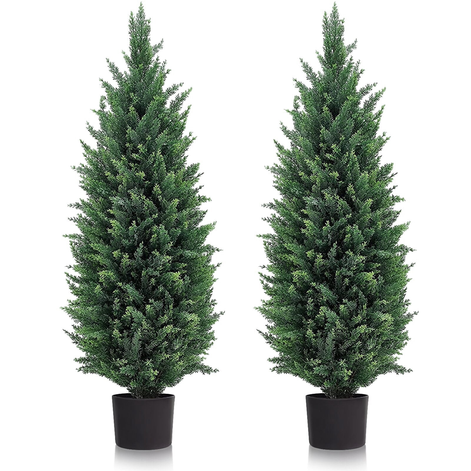 DLD Artificial Cedar Trees, 2 Pack, 3 ft Faux Pine Trees, UV Rated ...