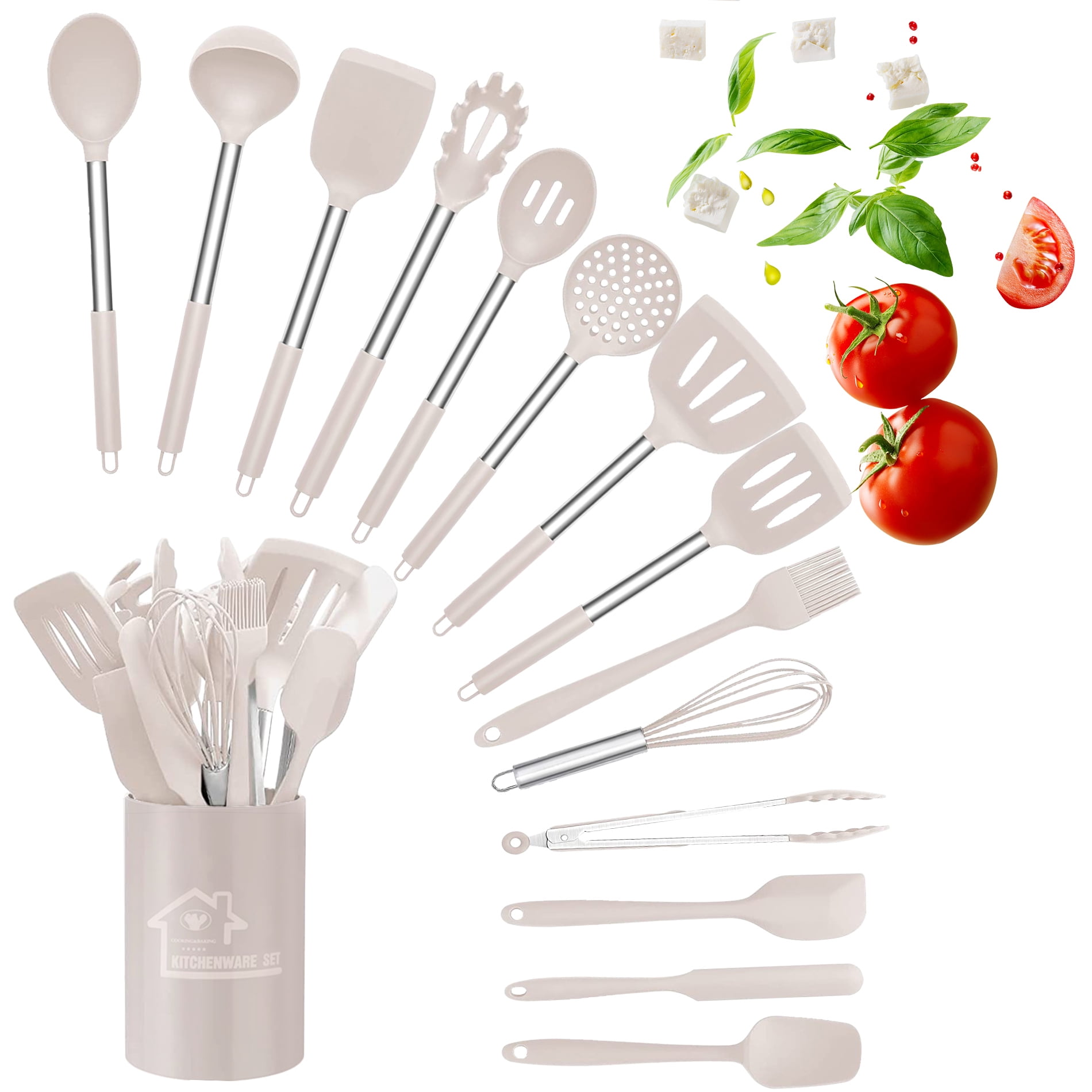 DLD Silicone Cooking Set, 15 Piece Silicone Cooking Set with Non-Stick ...