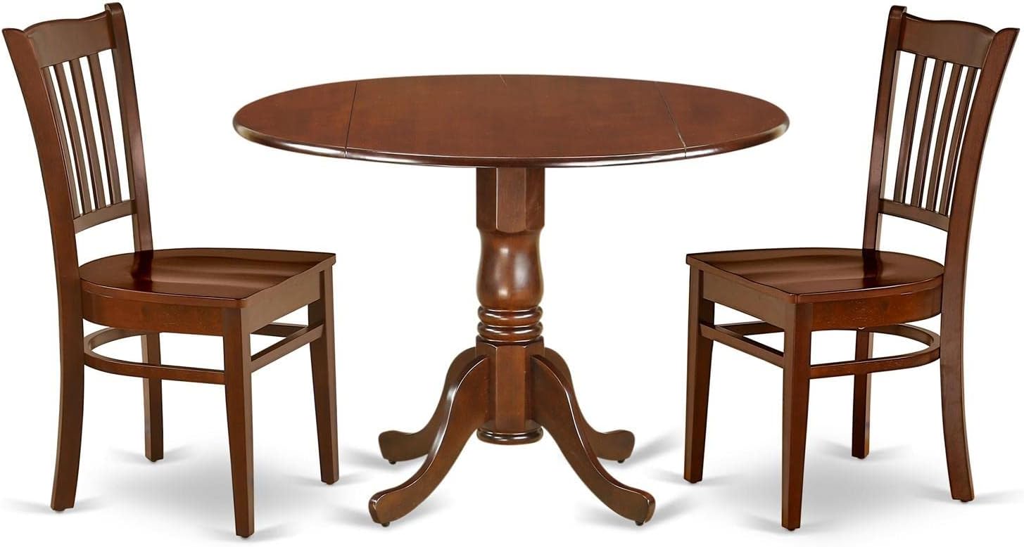 DLGR3-WHI-W 3 Piece Dining Table Set for Small Spaces Contains a Round ...