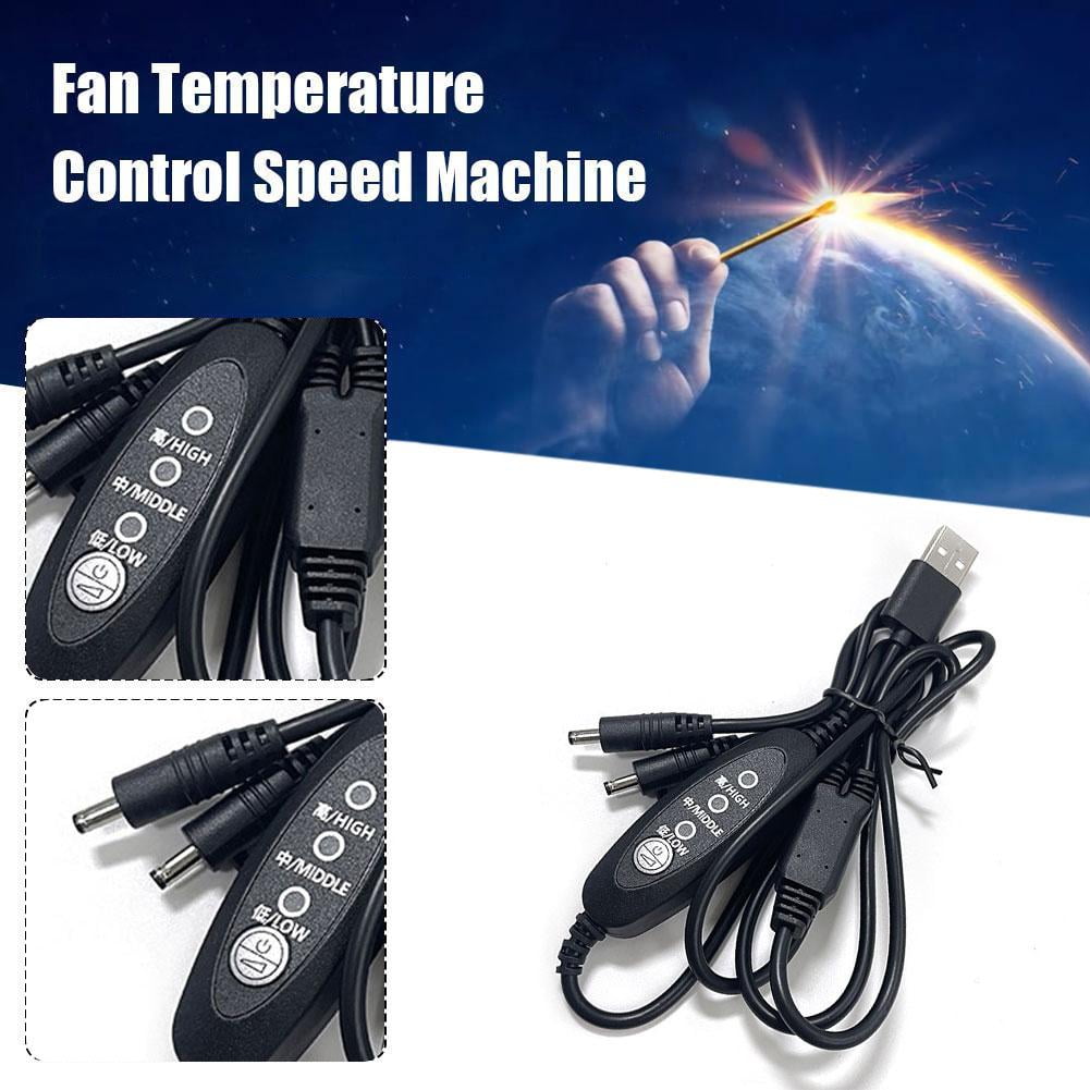 DLHP Fan Control Cable Work Clothes Fan USB Cable 3 Stage Wind Power ...