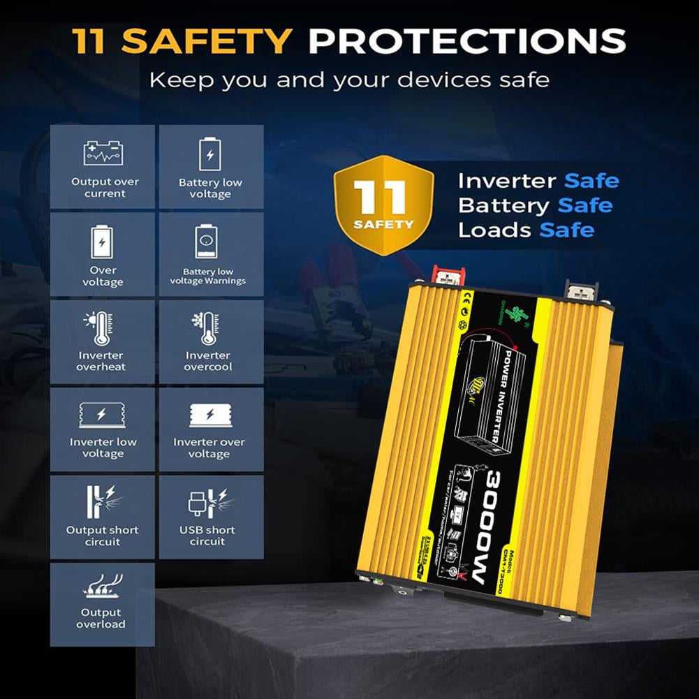 DLHP Power Inverter 12V to 220V110V 3000W Onboard Solar Power ...