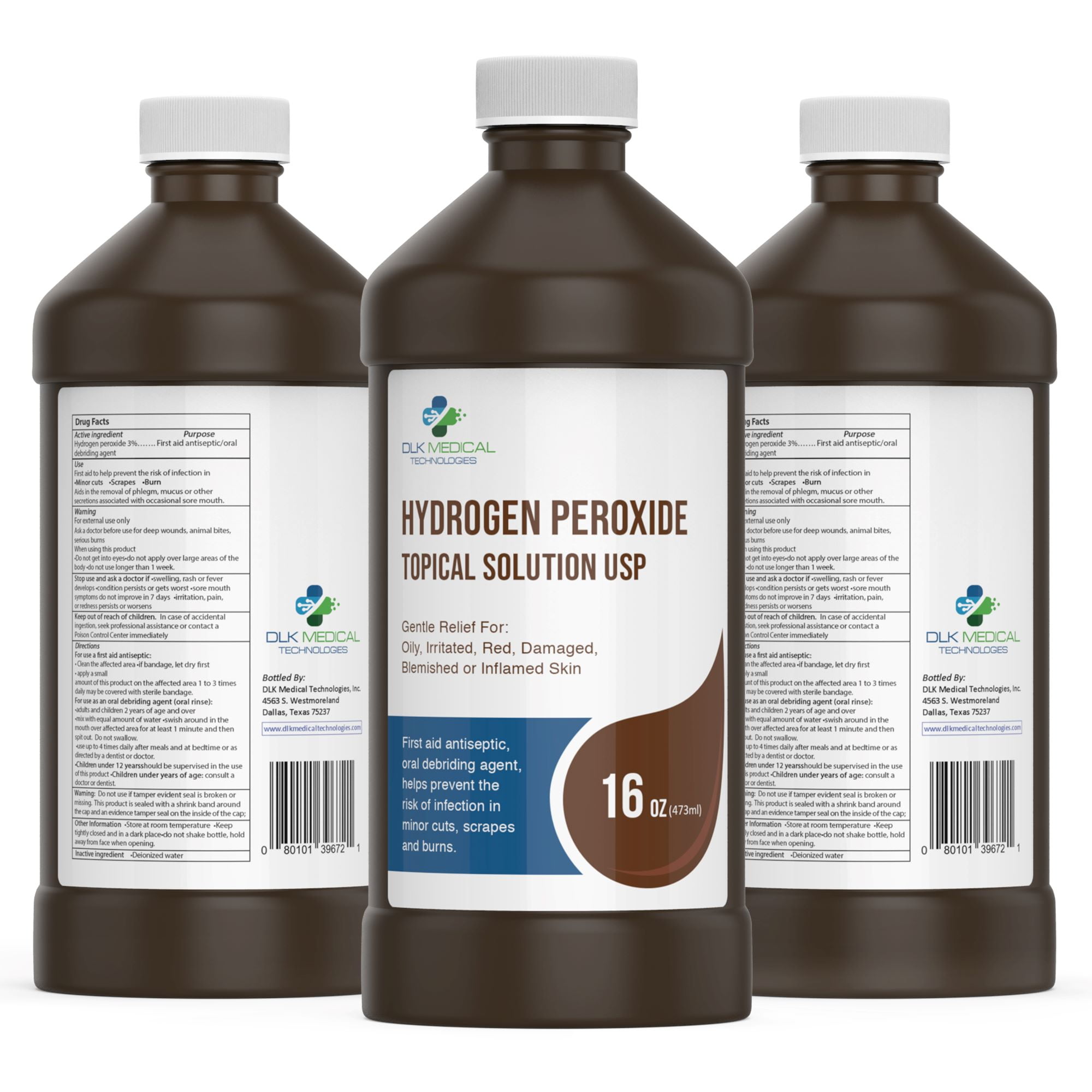 DLK Medical Hydrogen Peroxide First Aid Antiseptic, 3% USP, 16 oz ...