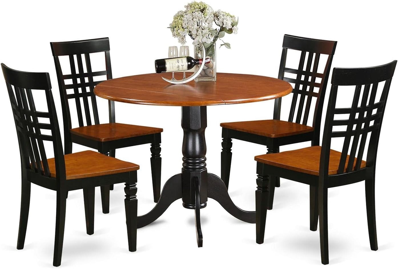 DLLG5-LWH-W 5 Piece Room Furniture Set Includes a Round Dining Table ...