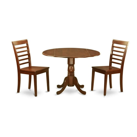 DLML3-MAH-W 3 Piece Modern Dining Table Set Contains a Round Wooden ...
