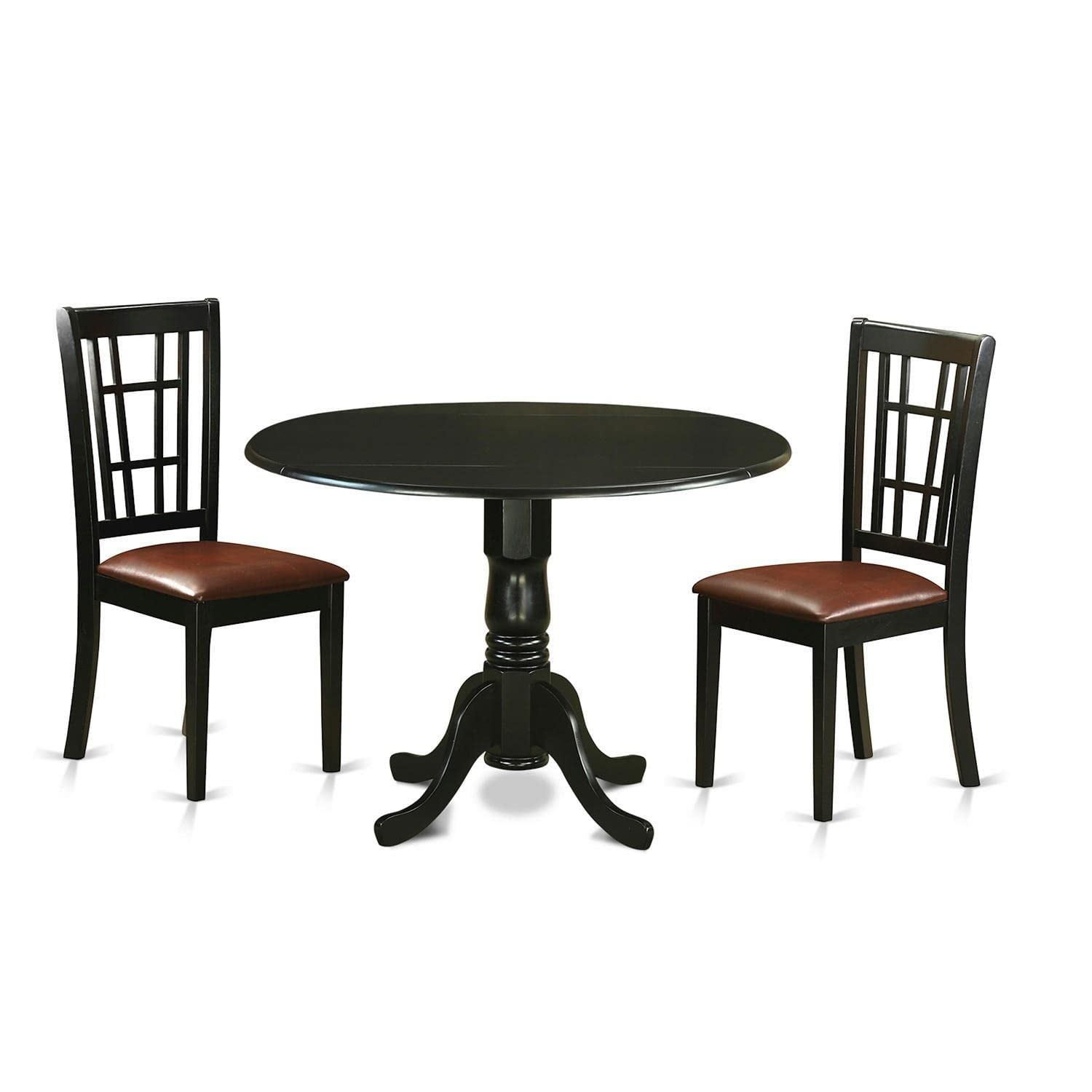 DLNI3-BLK-LC 3 Piece Dining Table Set for Small Spaces Contains a Round ...