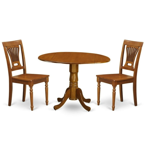 DLPL3-SBR-W 3 Piece Dining Table Set for Small Spaces Contains a Round ...