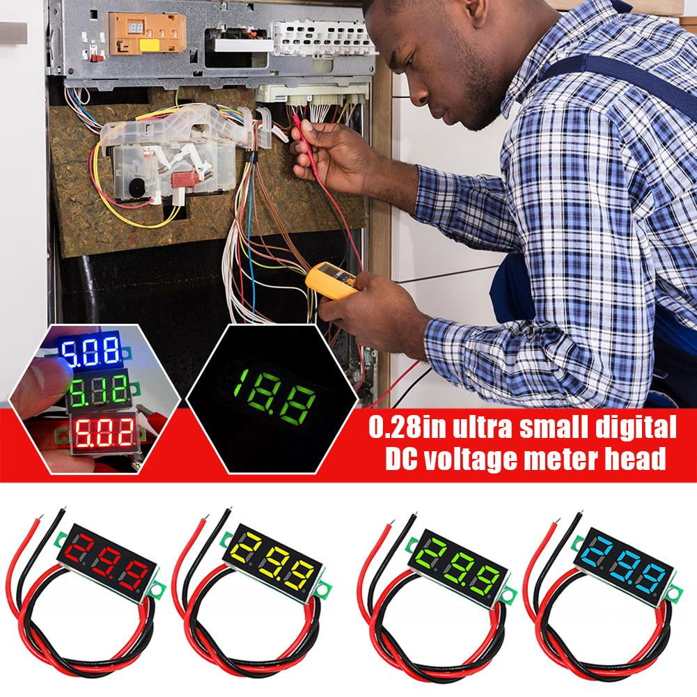 DLQT 2-Wire Green 0.28-Inch Small Digital Display Dc Voltage Meter Head ...