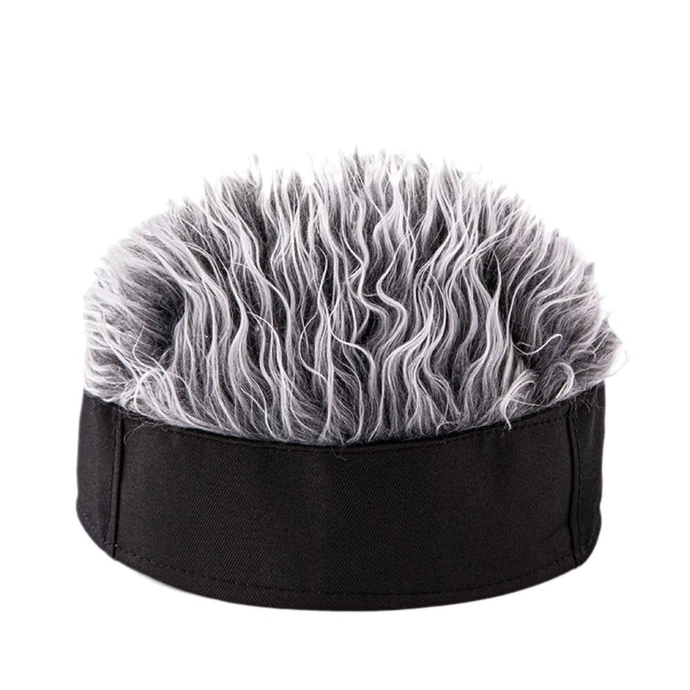 DLQT Black Hat, Gray Hair, Adjustable Hat, Handsome Simulation Wig ...