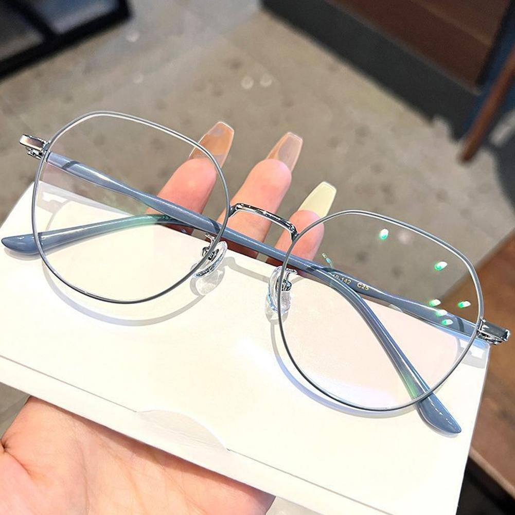 DLQT #Blue Silver Fashion Glasses For Women With Big Face, Slim, Plain ...
