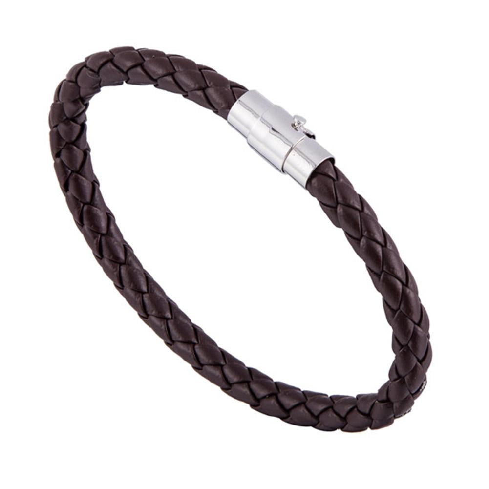 DLQT Dark Brown Pu Braided Men'S And Women'S Bracelets Leather Couple ...