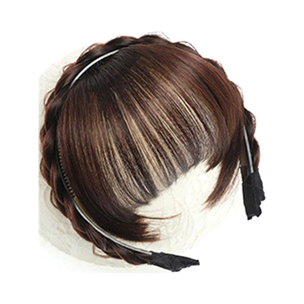 DLQT Fishbone Air Bangs Dark Brown Wig Headband Air Bangs Female One ...