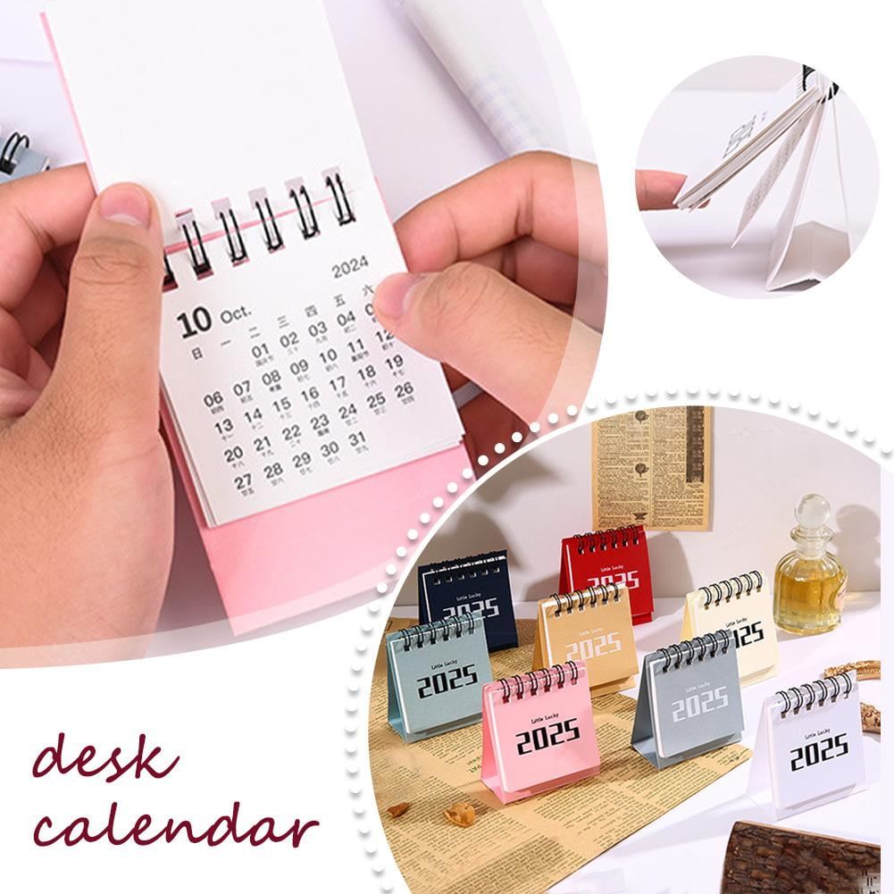 DLQT Noble Red 2025 Small Fresh Small Desk Calendar Simple Planner 2024 ...