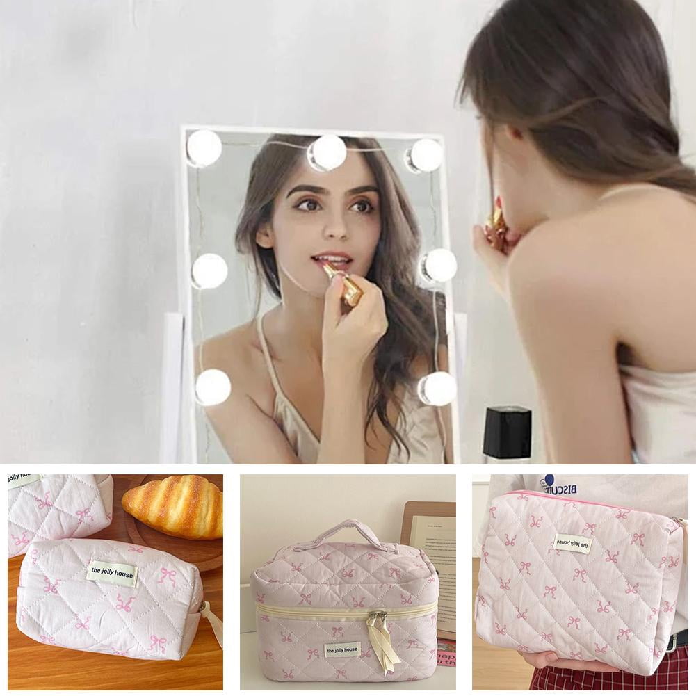 DLQT Pink Ribbon Bow (Octagonal Bag) Pink Ribbon Bow Cosmetic Bag ...
