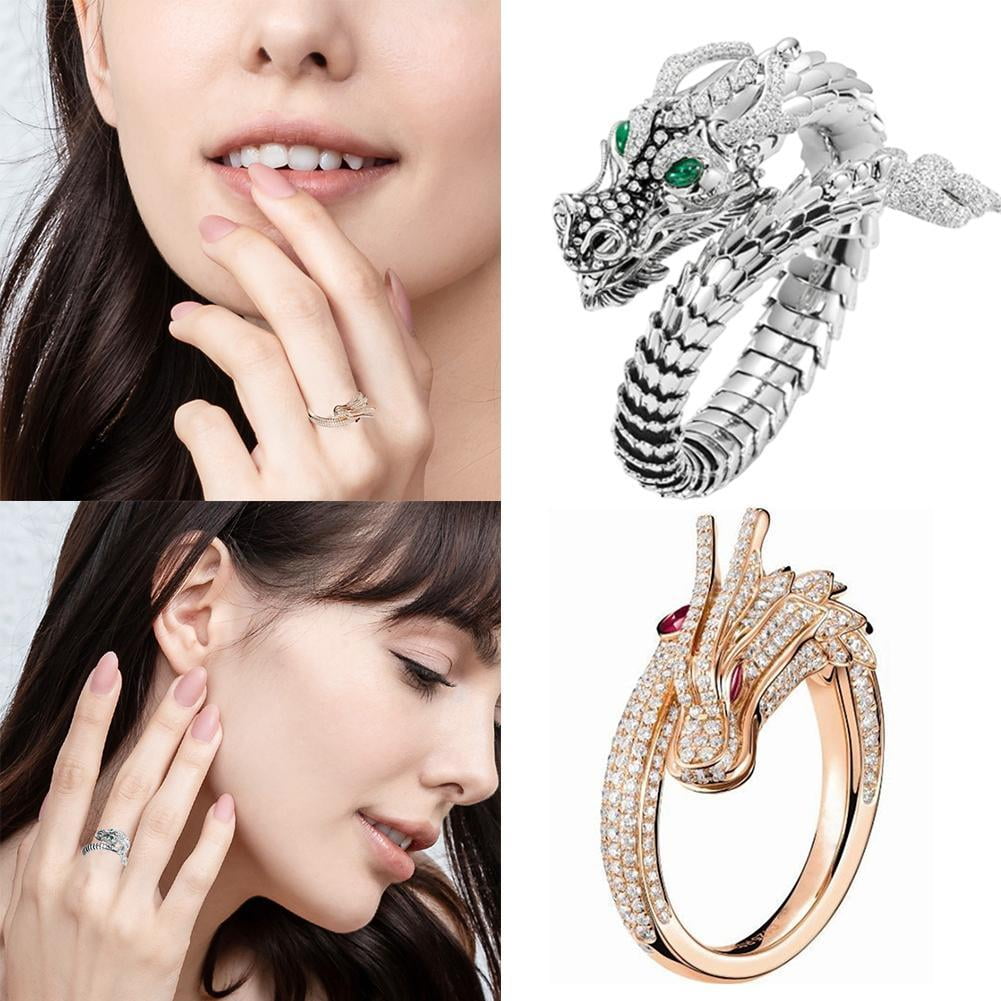DLQT Rose Gold H123 Open Adjustable Dragon Ring - Walmart.com