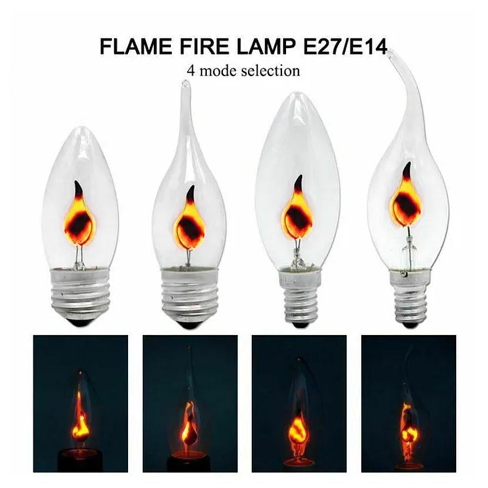 DLQT Sharp Bulb E27 Halloween Flame Bulb C35 Creative Tungsten Filament ...