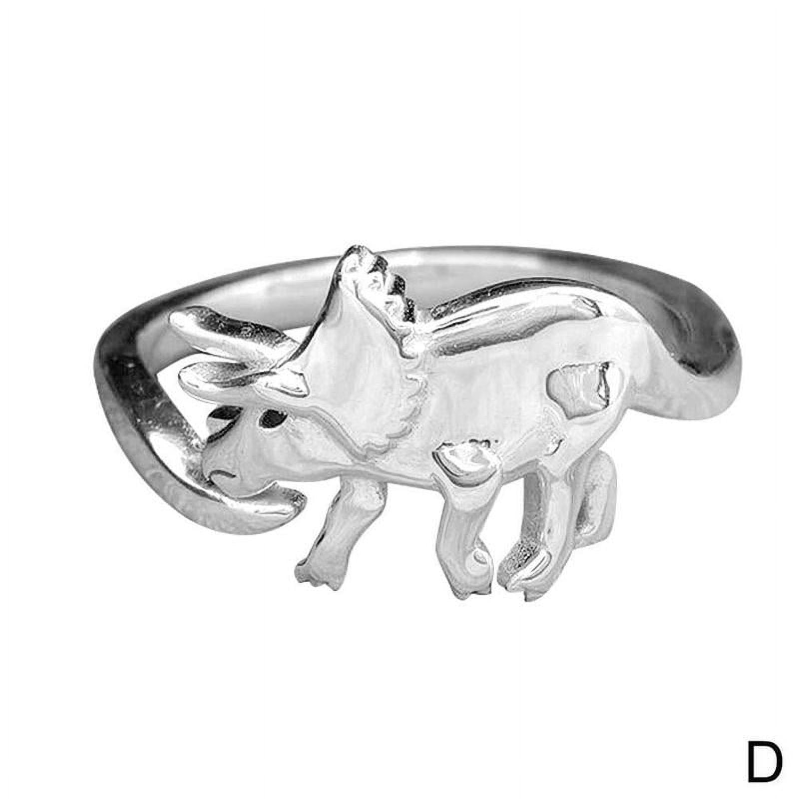 DLQT Triceratops Opening Adjustable Dinosaur Shaped Ring Jewelry Women ...