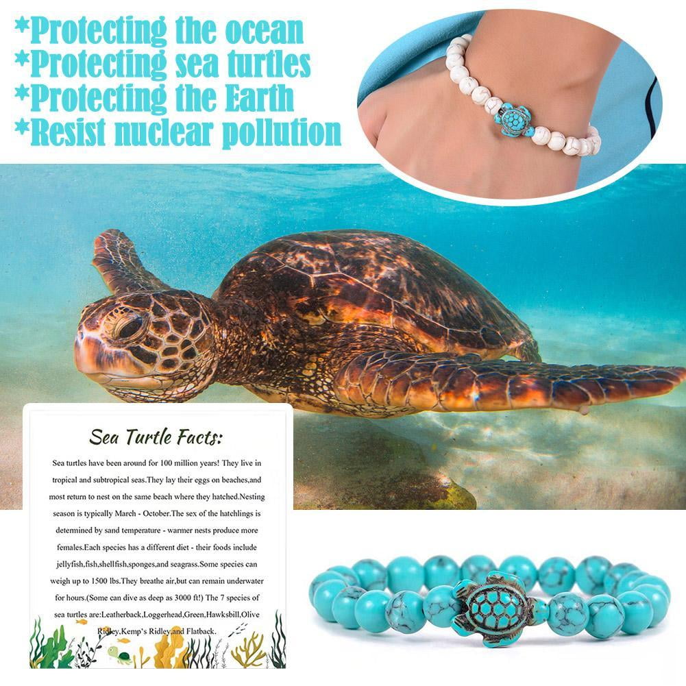 DLQT White Turquoise Turtle Protection Bracelet Energy Turtle Card ...