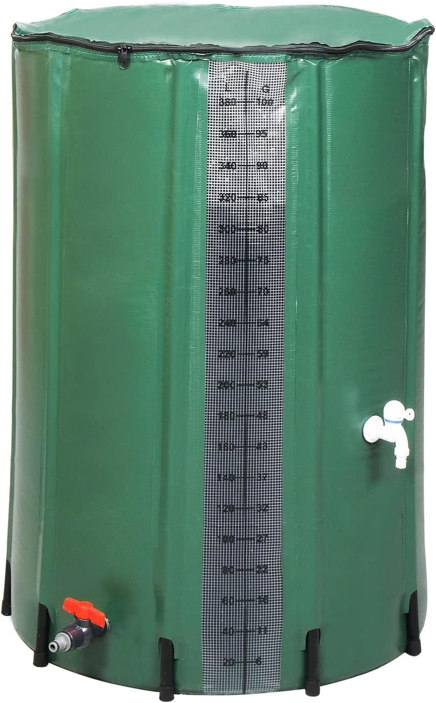 DLQZ 100 Gallon Collapsible Rain Barrel with Volume Mark, Rainwater ...