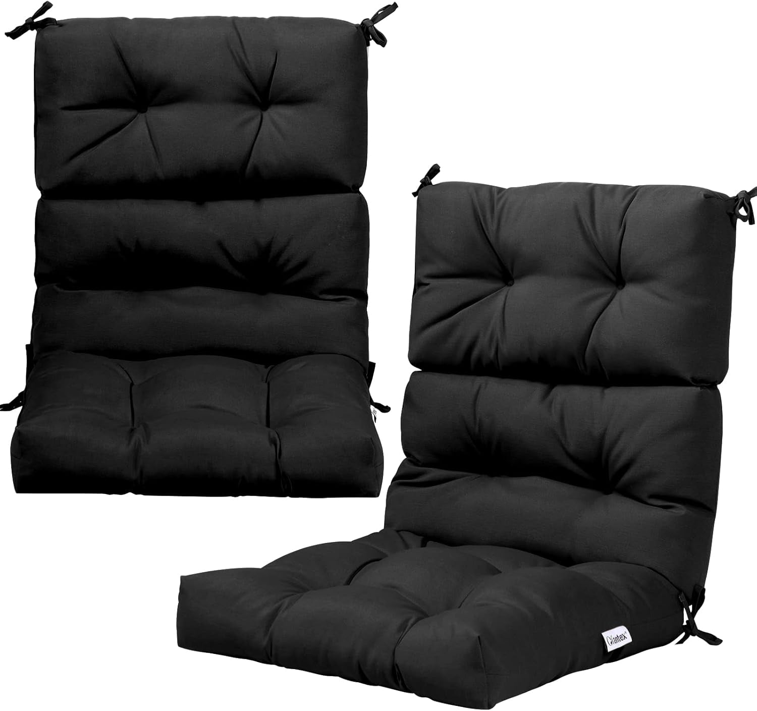 DLQZ 2 Pack Tufted Patio Cushion, Outdoor High Back Chair Pads 4.5 Inch ...