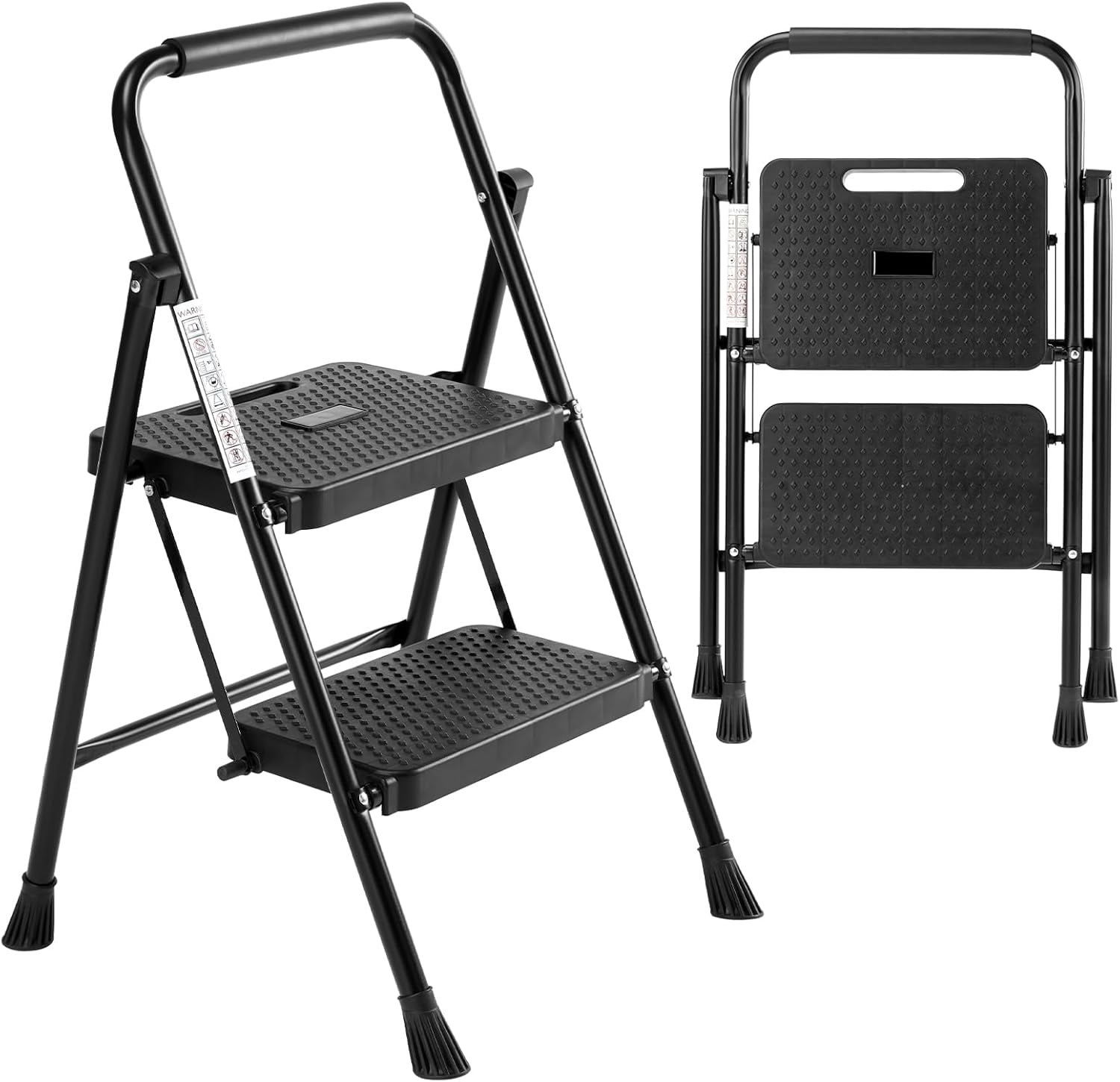 DLQZ 2 Step Ladder with Anti-Slip Pedal,Quick Folding Steel Ladder ...