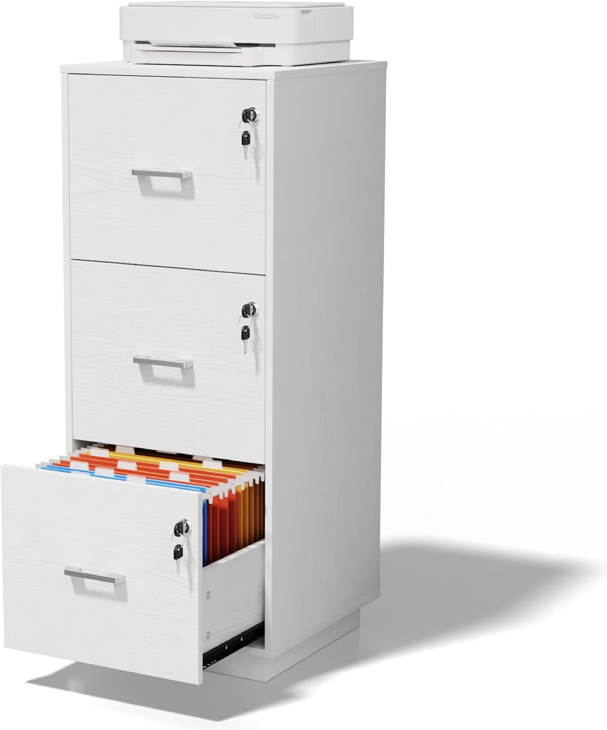 DLQZ 3 Drawer File Cabinet with Lock, Home Office Filing Organizer, for ...