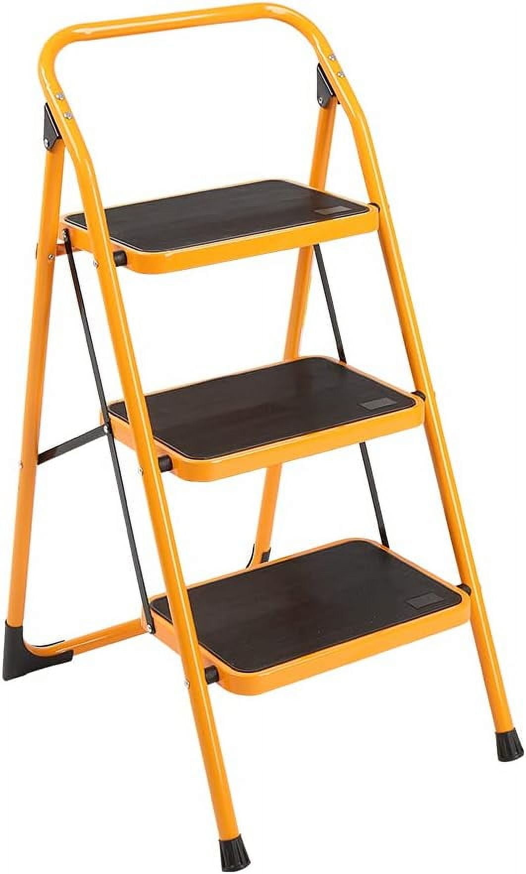 DLQZ 3 Step Ladder, Folding Step Stool with Wide Anti-Slip Pedal ...