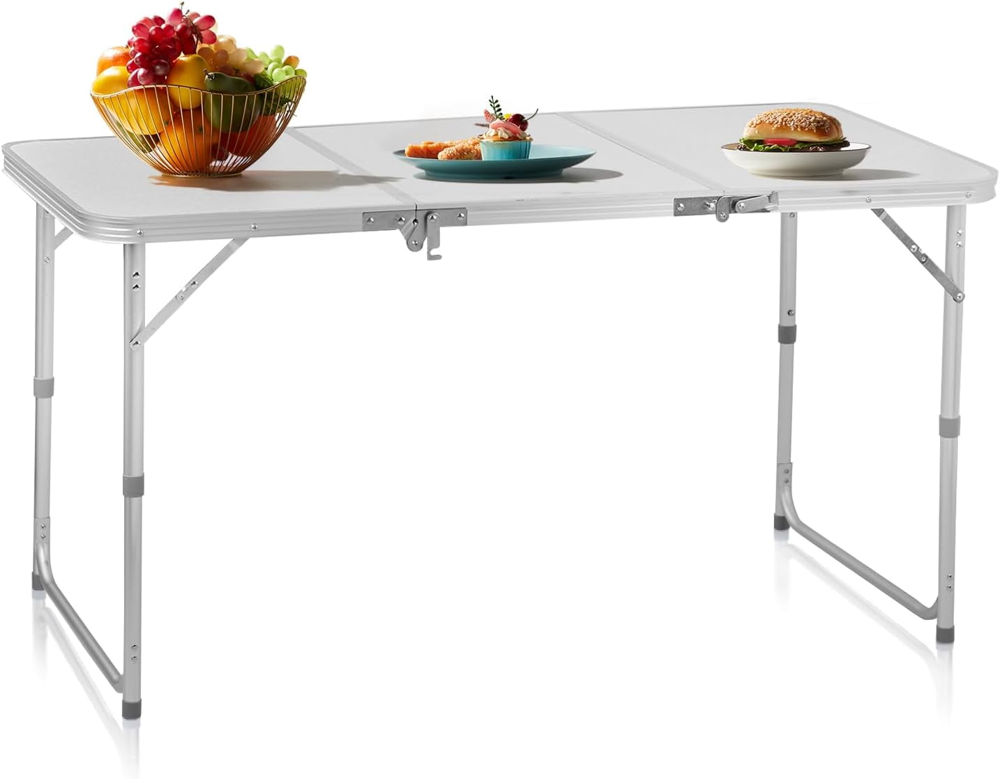 DLQZ 4.0 Ft Folding Portable Camping Table, Adjustable Height, Outdoor ...