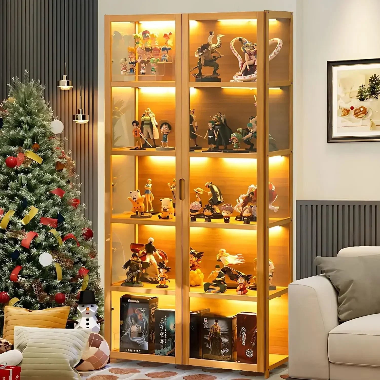 DLQZ 5-Tier Display Cabinet with Acrylic Glass Door, 64" High Display ...