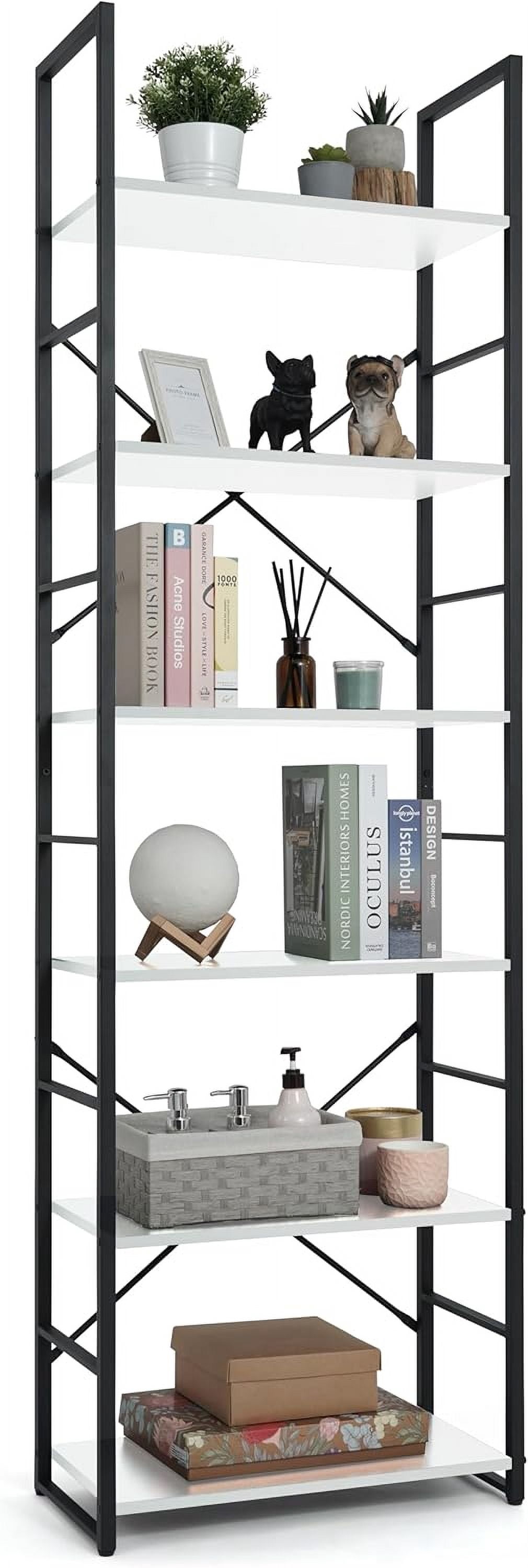 DLQZ 6 Tier Bookshelf, 24 Inch Width Free Standing Shelf, Bookcase ...