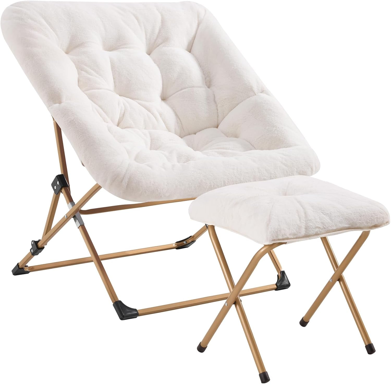 DLQZ Comfy Chair for Adults, Soft Faux Fur Folding Lounge for Bedroom ...