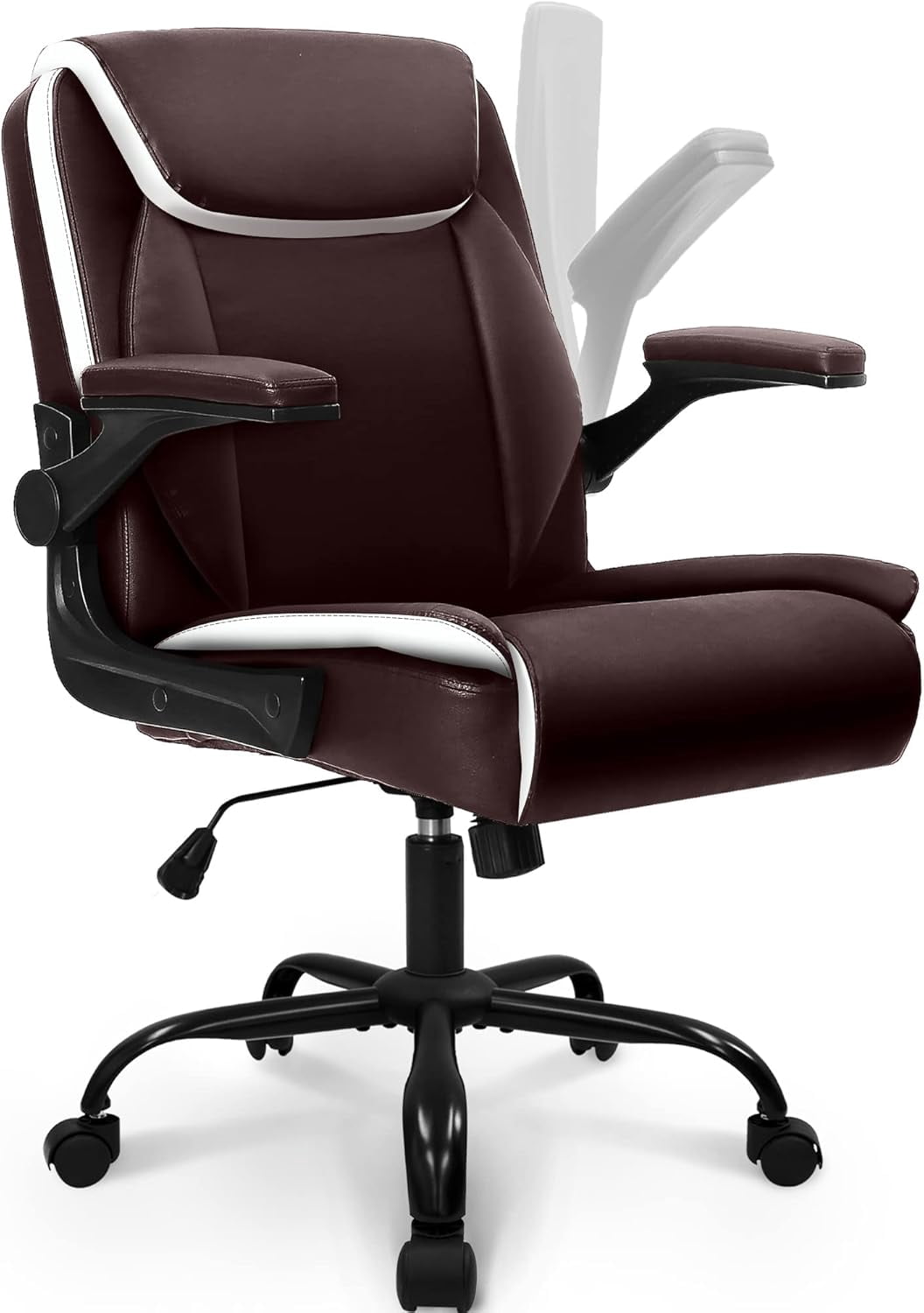 DLQZ Office Desk Chair Executive Computer Ergonomic PU Leather Mid-Back ...