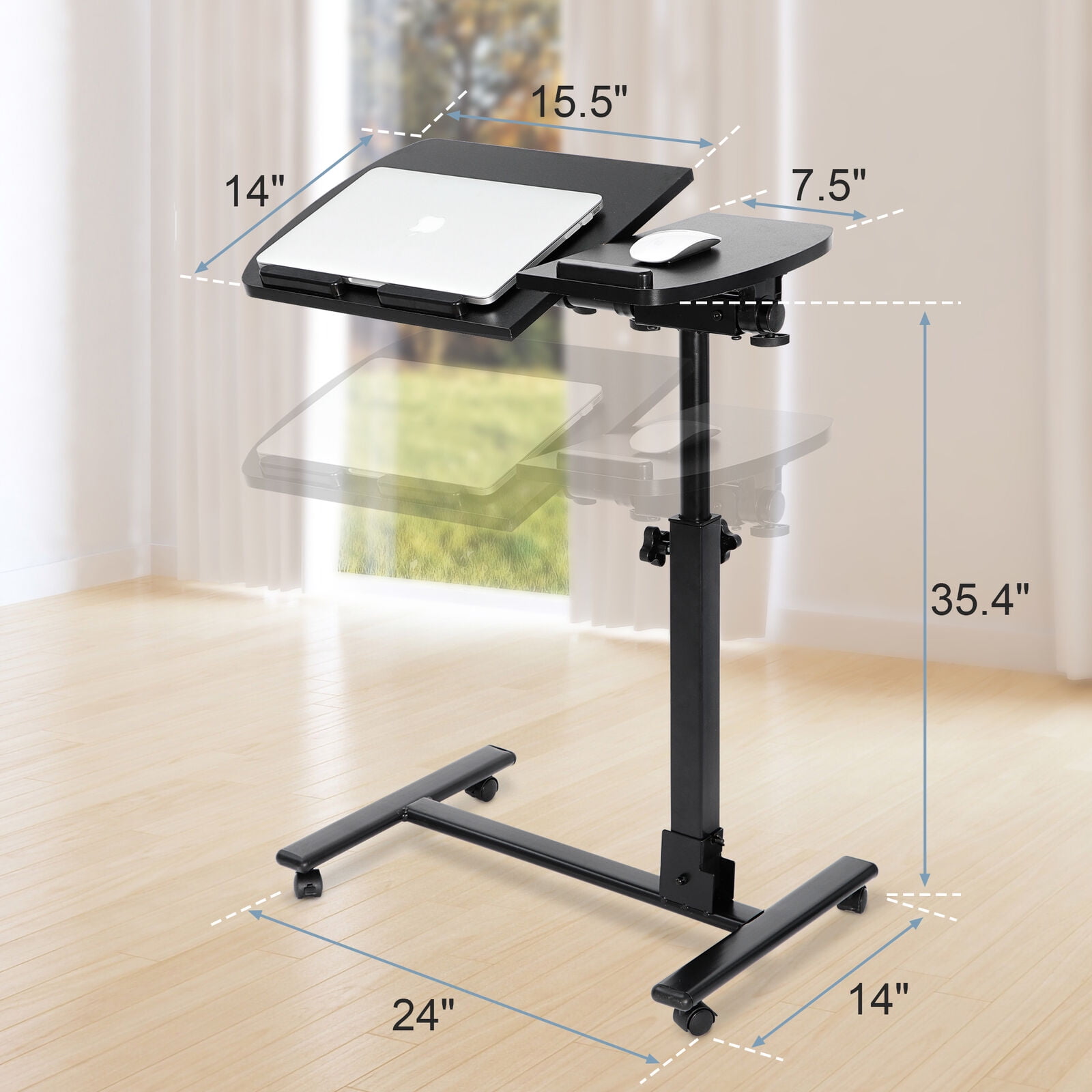 DLQZ Overbed Bedside Desk Mobile Rolling Laptop Stand Tilting Overbed ...