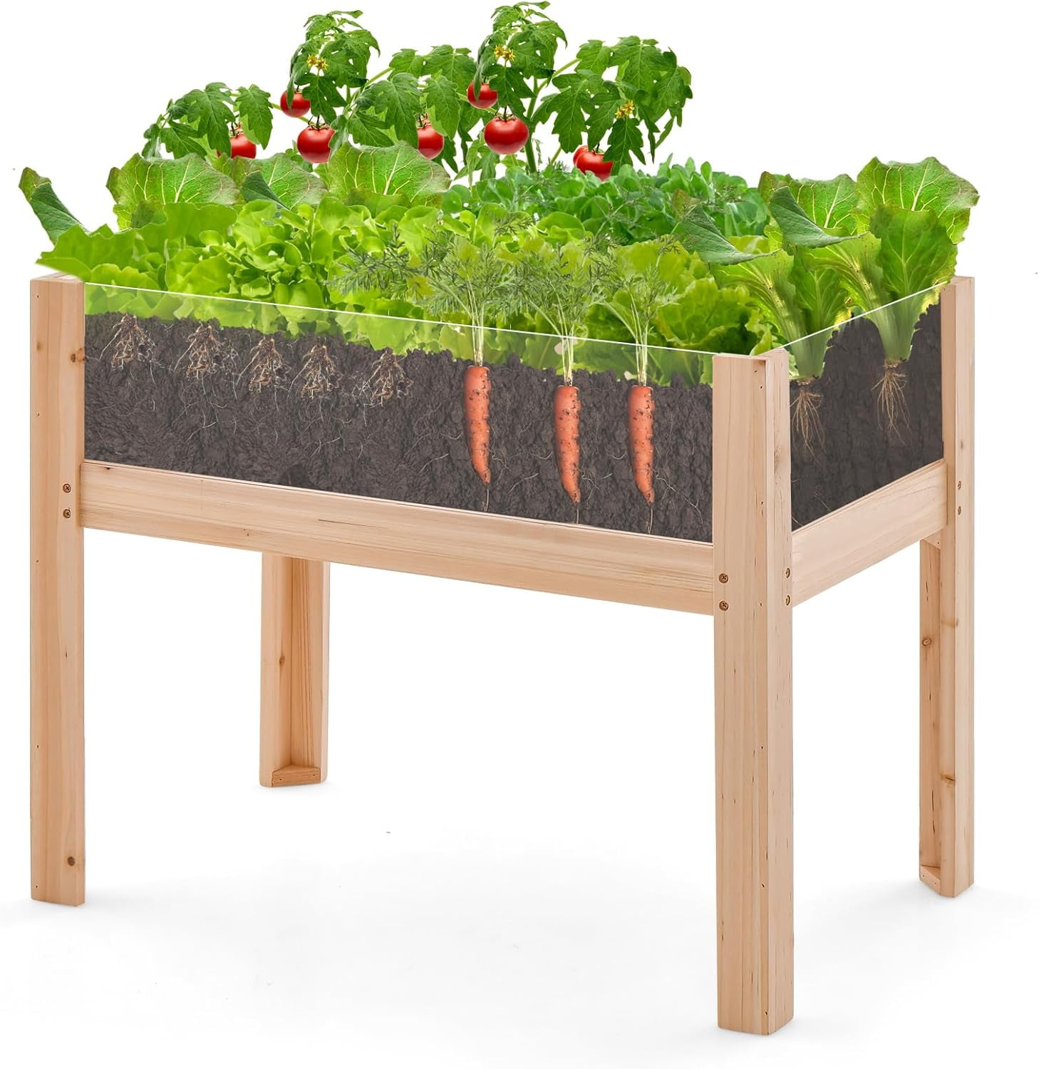 DLQZ Raised Garden Bed, Elevated Wood Planter Box with Legs, Drainage ...