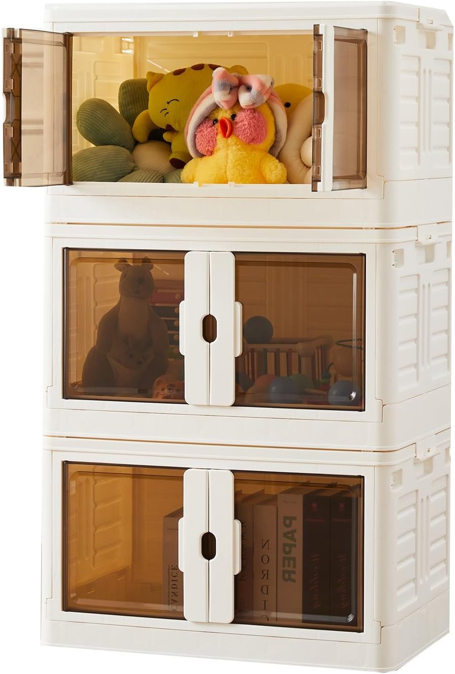 DLQZ Stackable Plastic Storage Box - Foldable & Lockable with Wheels ...