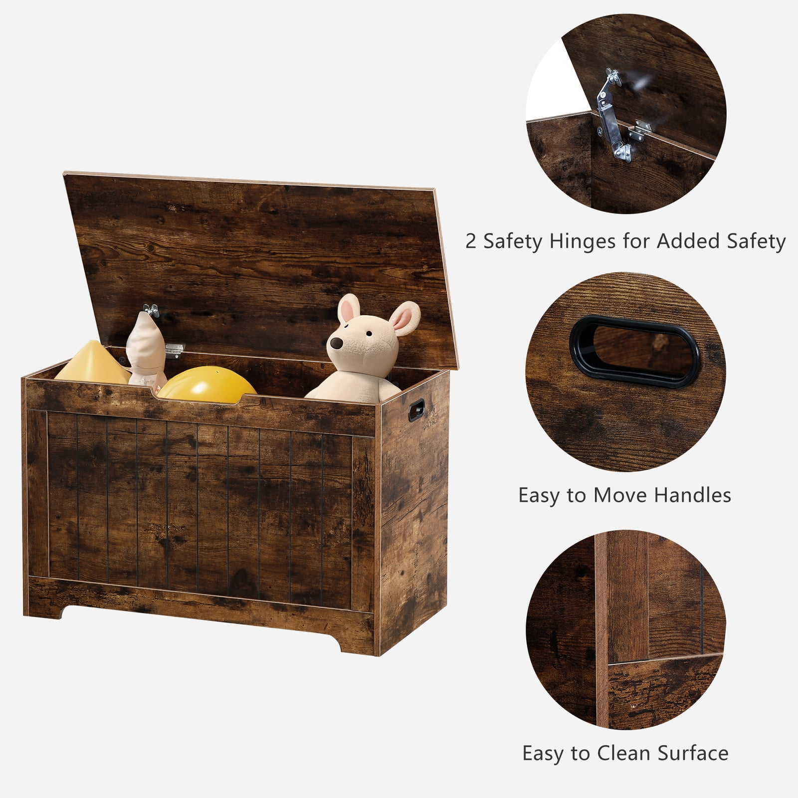 DLQZ Toy Box Storage Chest for Girls Boys, Wooden Trunk Bench w/Flip ...