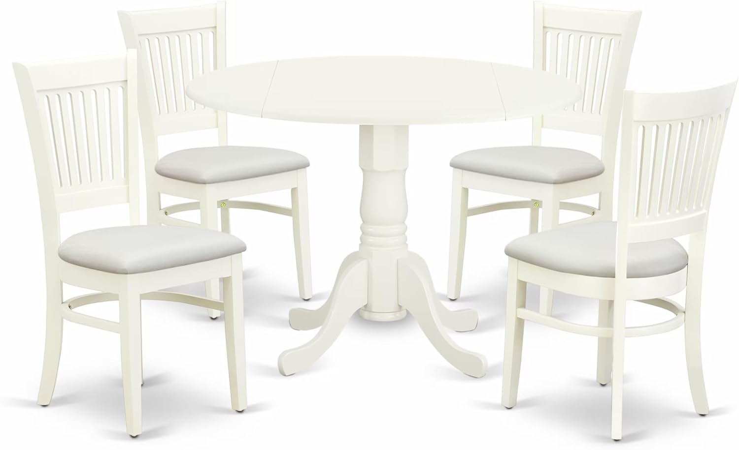 DLVA5-LWH-C 5 Piece Dining Table Set for 4 Includes a Round Kitchen ...