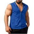 Dlfvub Mens Hooded Zpper Tanks Solid Color Breathable Sleeveless Shirts
