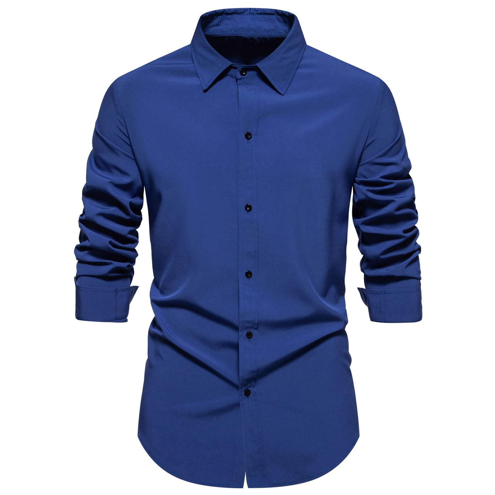 DLfVUB Stand Up Collar Shirts for Men Long Sleeve Solid Color Basic ...