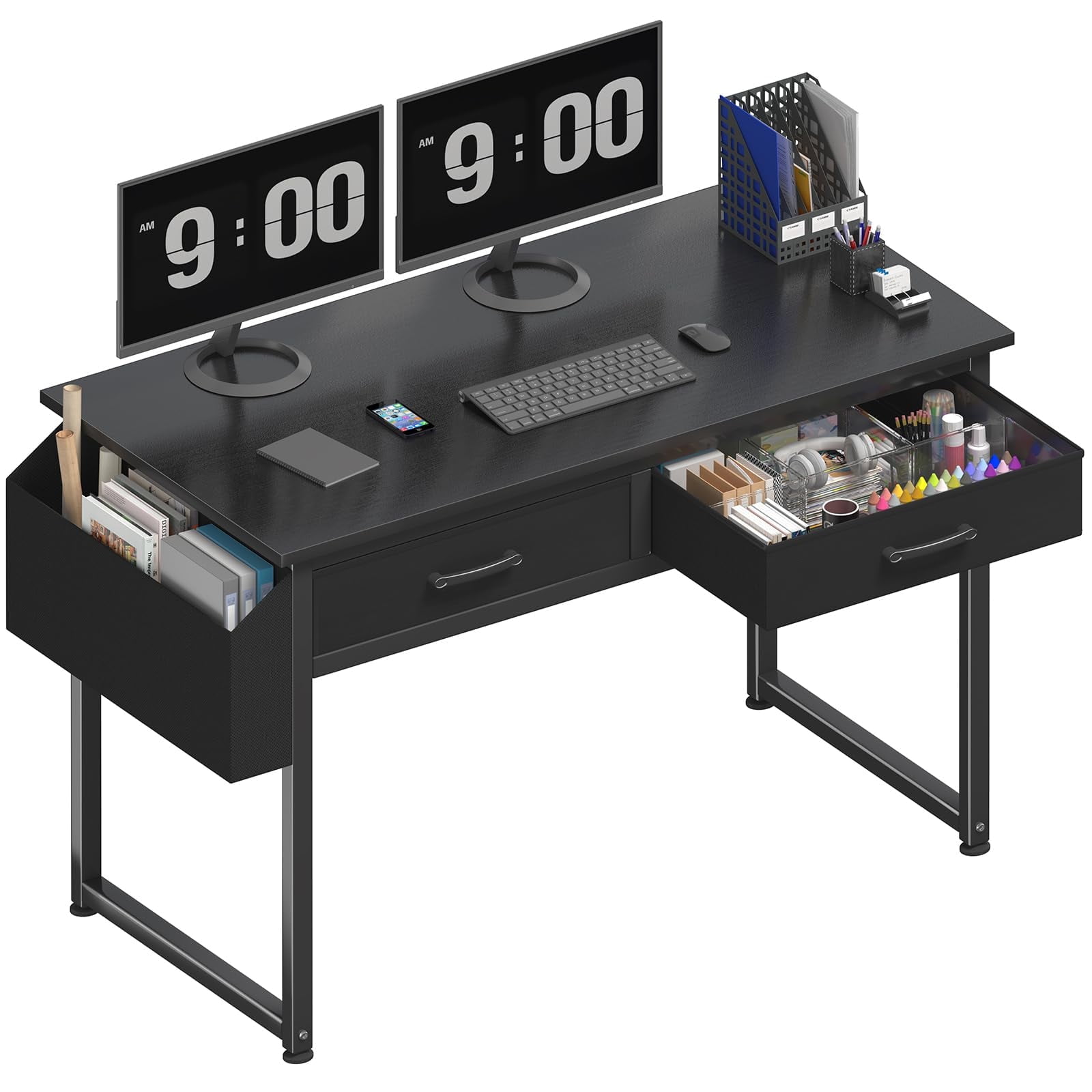 DLisiting Computer Desk with Fabric Drawers for Home Office Bedroom, 40 ...