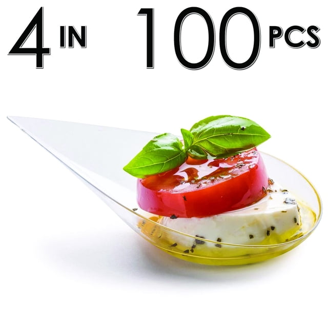 DLux 100 4-in Tear Drop Mini Appetizer Plates, Reusable Clear Plastic ...