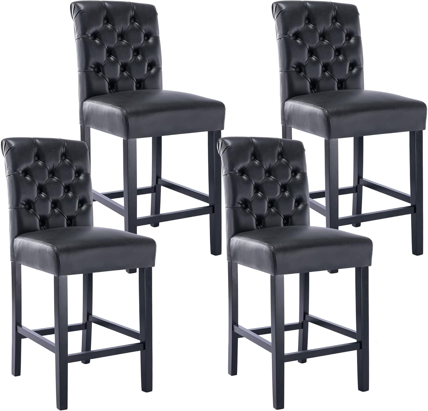 DM Bar Stools Set of 2 26 inch Faux Leather Counter Height Barstools ...