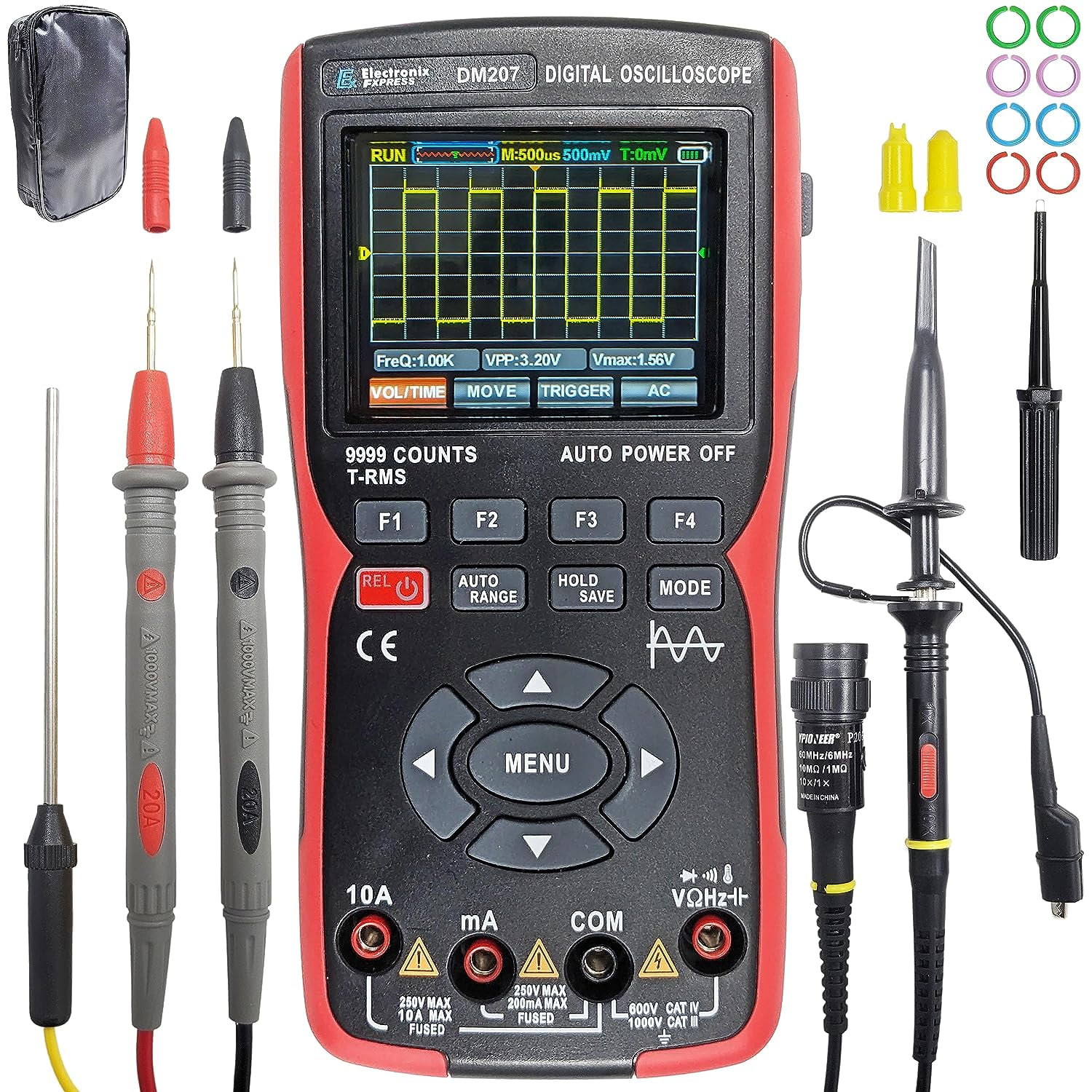 DM207 Handheld 2-in-1 Oscilloscope Multimeter with Backlit Color Screen ...