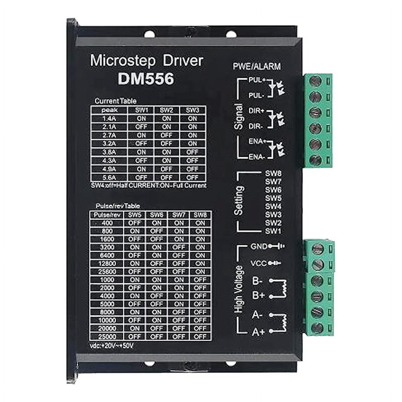 DM556 CNC Digital Stepper Motor Driver 2-Phase Stepper Motor Driver 20-50V DC Max 5.6A 128 ...