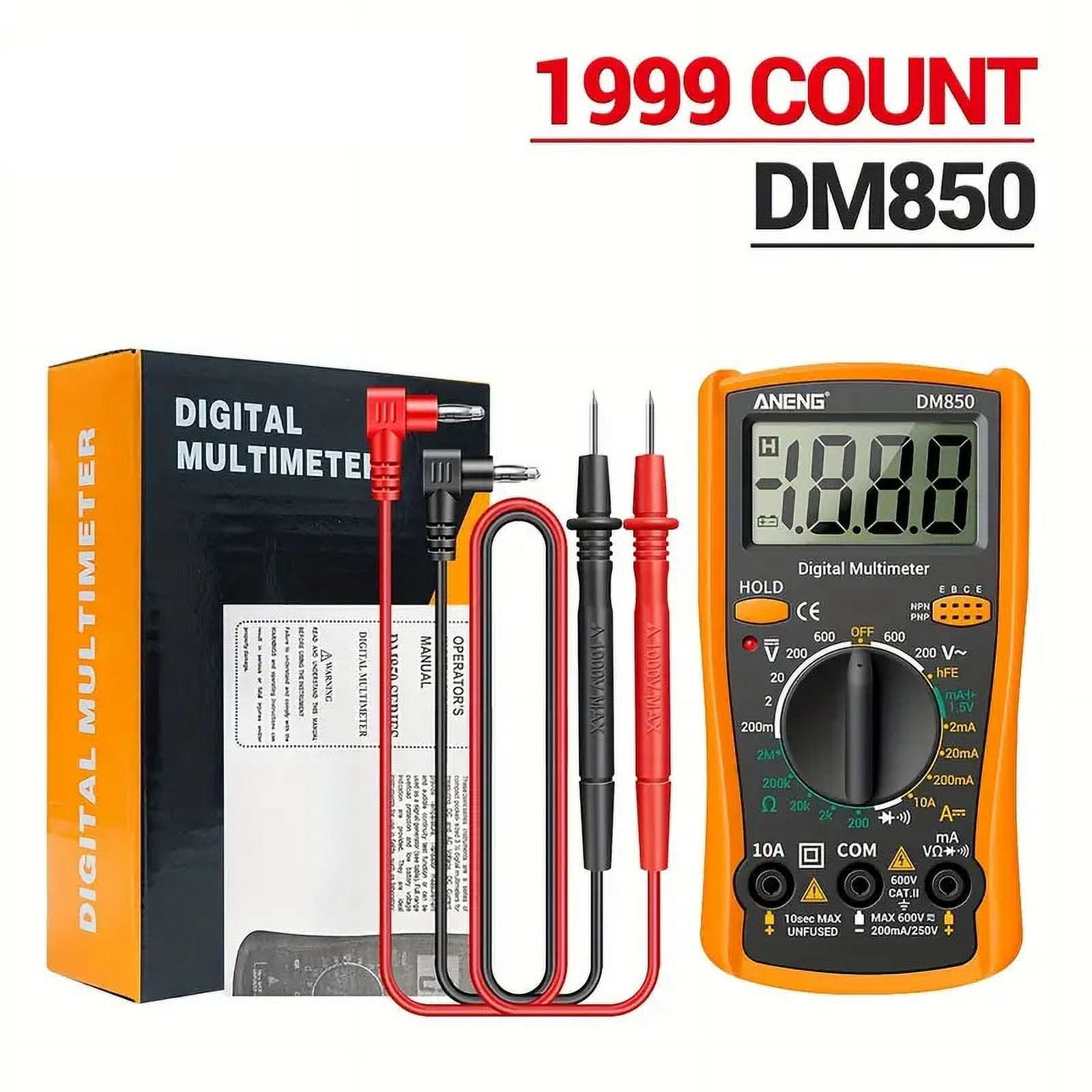 DM850 Professional Digital Multimeter 1999 Auto AC/DC Votage Tester Ohm ...
