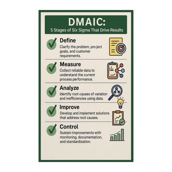 DMAIC Cycle Poster Lean Six Sigma Continuous Improvement Canvas Art for ...