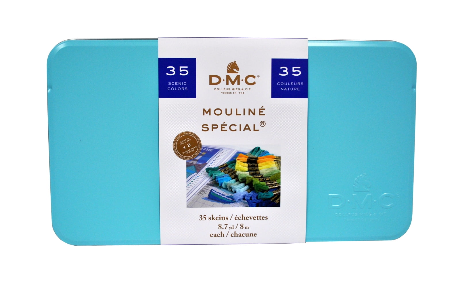 DMC Mouliné Special Collector’s Blue Tin Embroidery Floss - Set of 35 ...