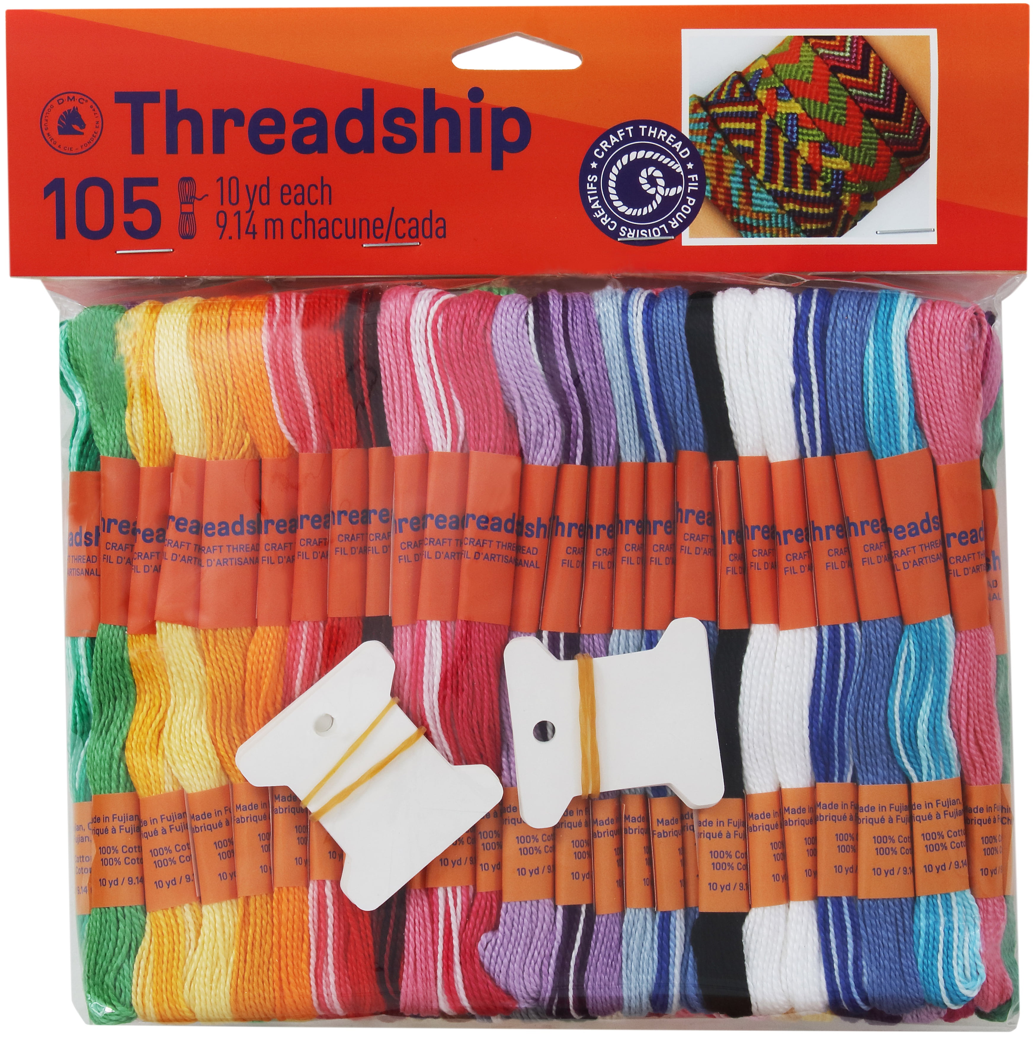 DMC Threadship Craft Thread Jumbo Pack 10 yard 105/Pkg-Assorted Colors ...